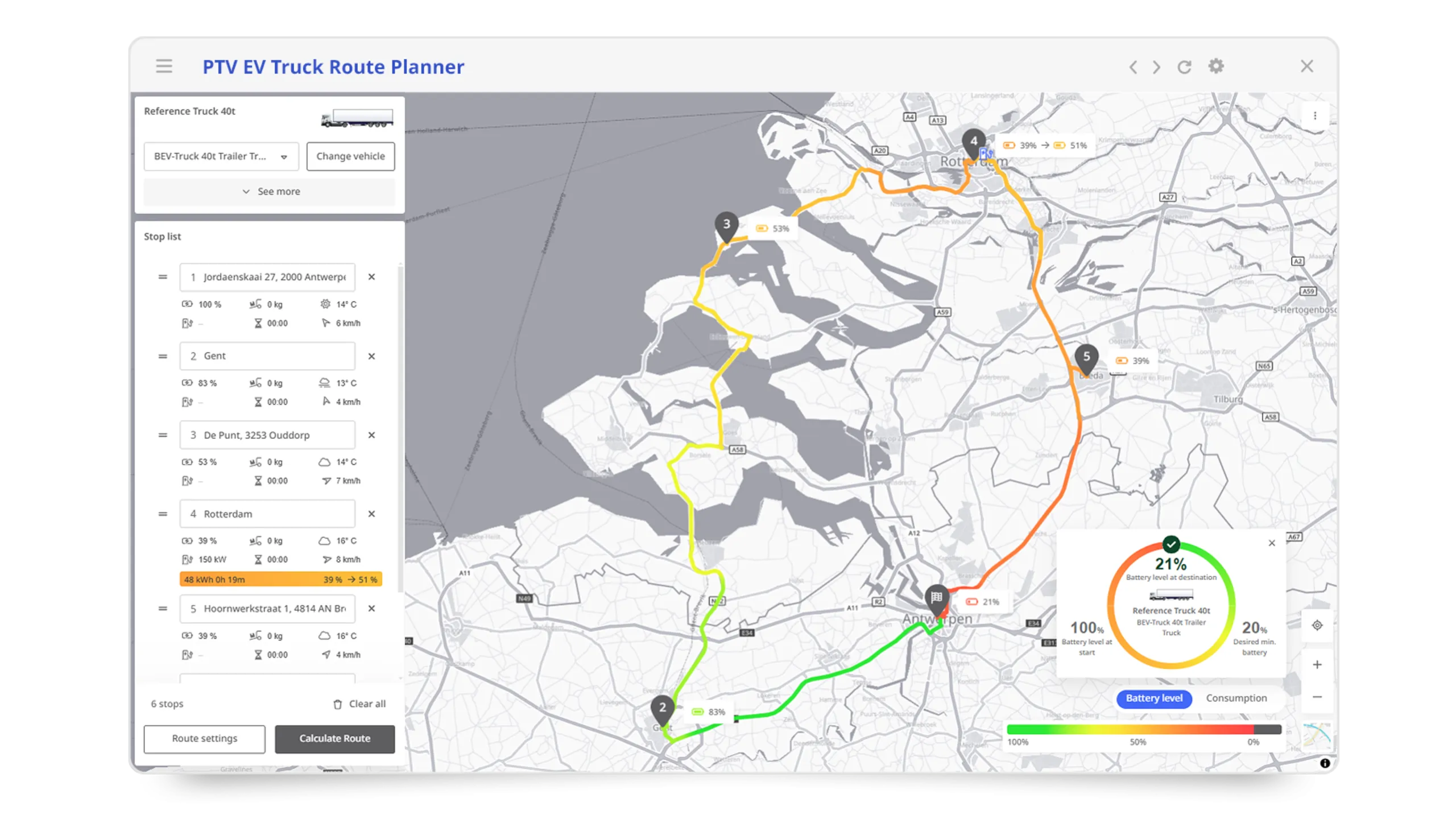 Plan electric fleets routes with PTV EV Truck Route Planner PTV Logistics